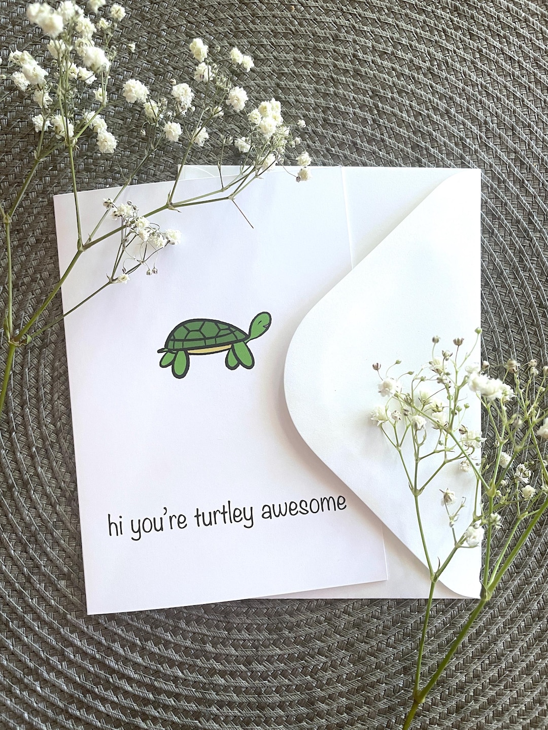 Hi You're Turtley Awesome Greeting Card With Envelope, Turtle Card ...