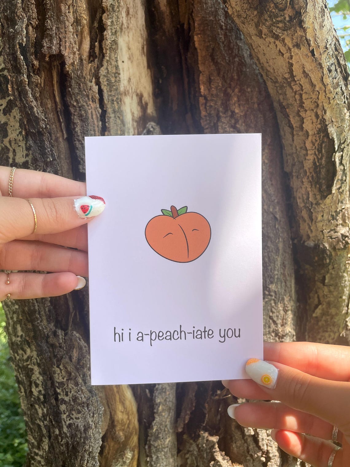 Hi I A-peach-iate You Greeting Card With Envelope, Cute Illustrated ...