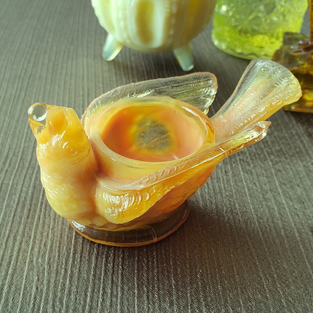Degenhart Glass, Bird & Berry, Salt Cellar, Slag, Vintage, Gift ...