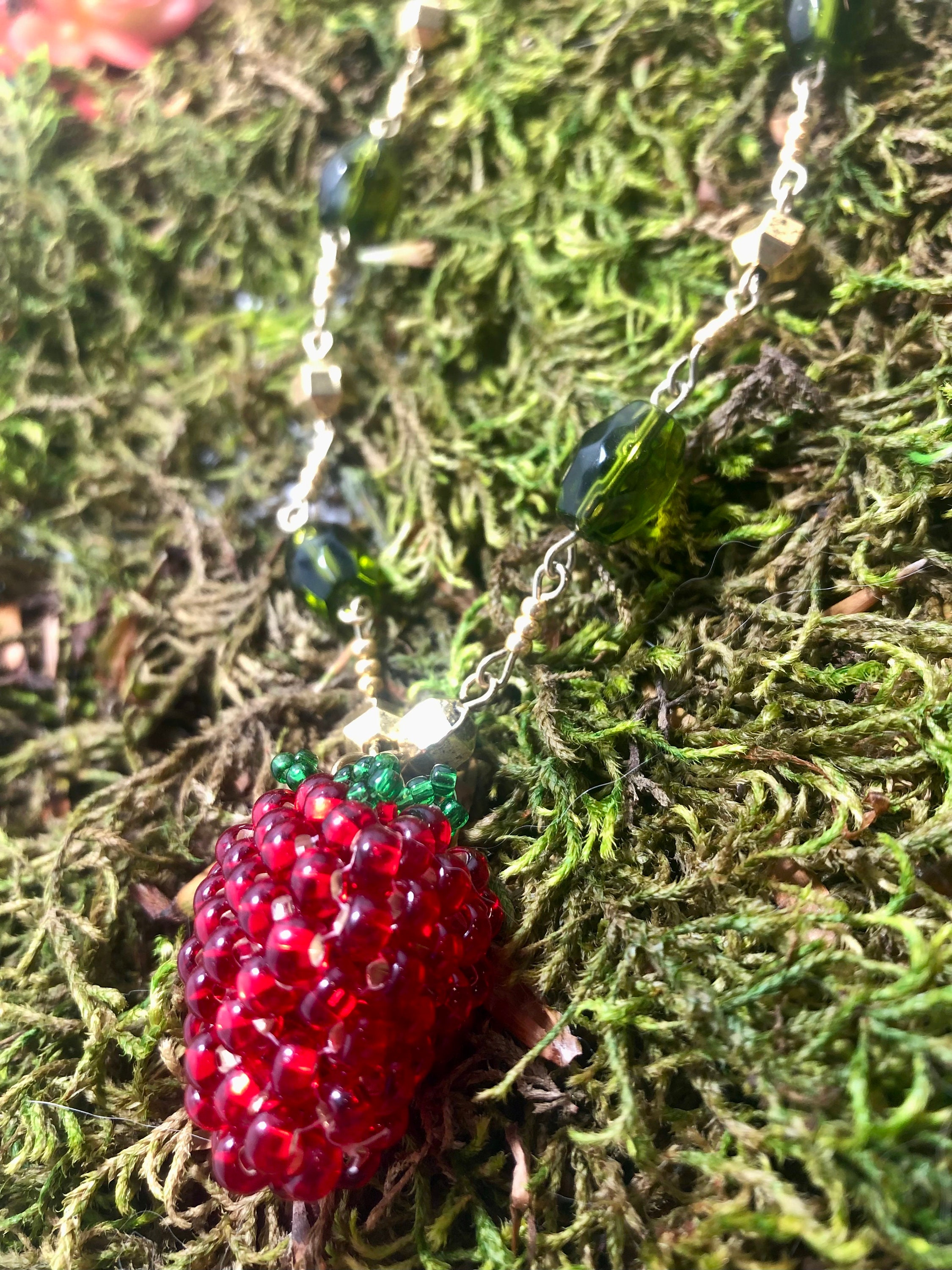 Cottagecore Aesthetic Red Beaded Berry Necklace, Whimsical Fairycore ...