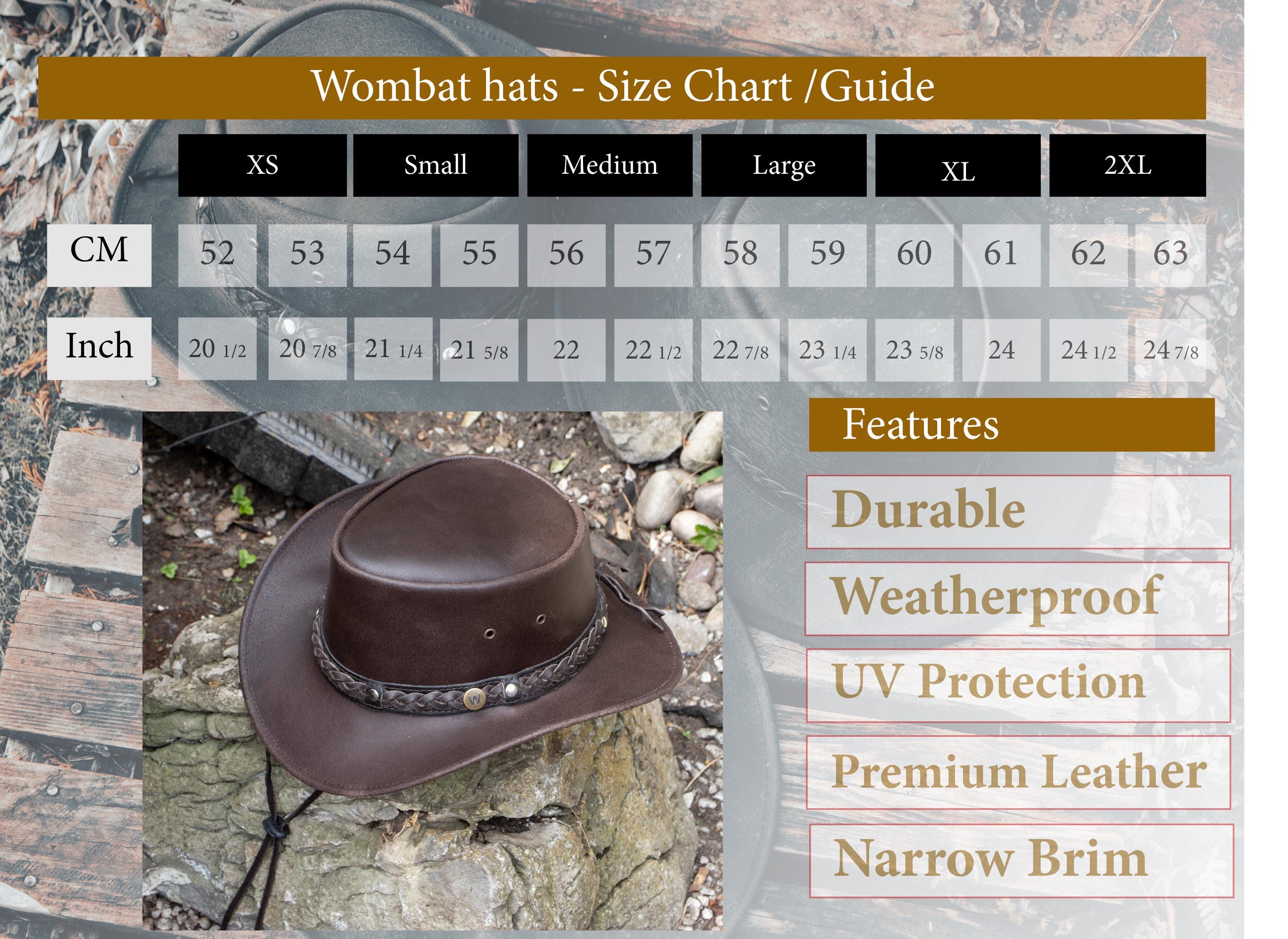 Leather Cowboy Hat – Brown Outback Hats With Wide Brim, UPF 50 ...