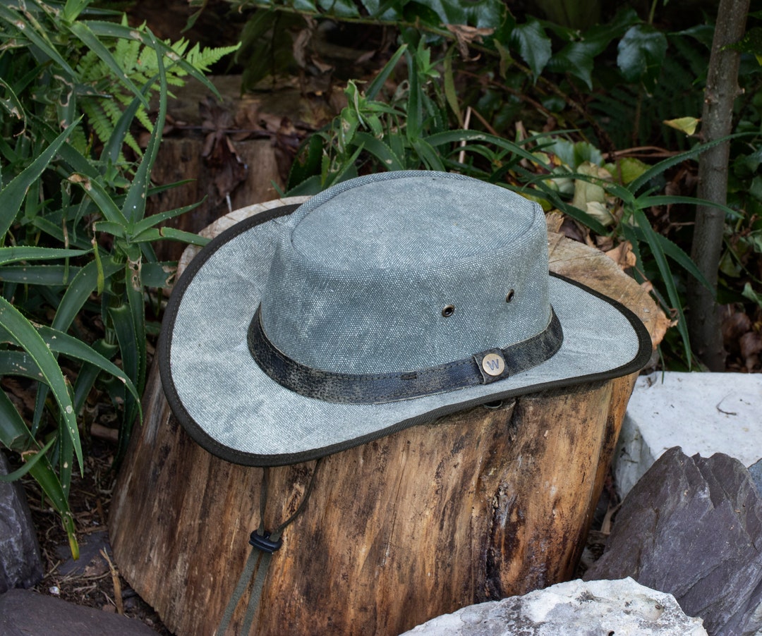 Washed Denim Cowboy Hat: Waterproof Waxed Canvas, UPF 50+ - Etsy