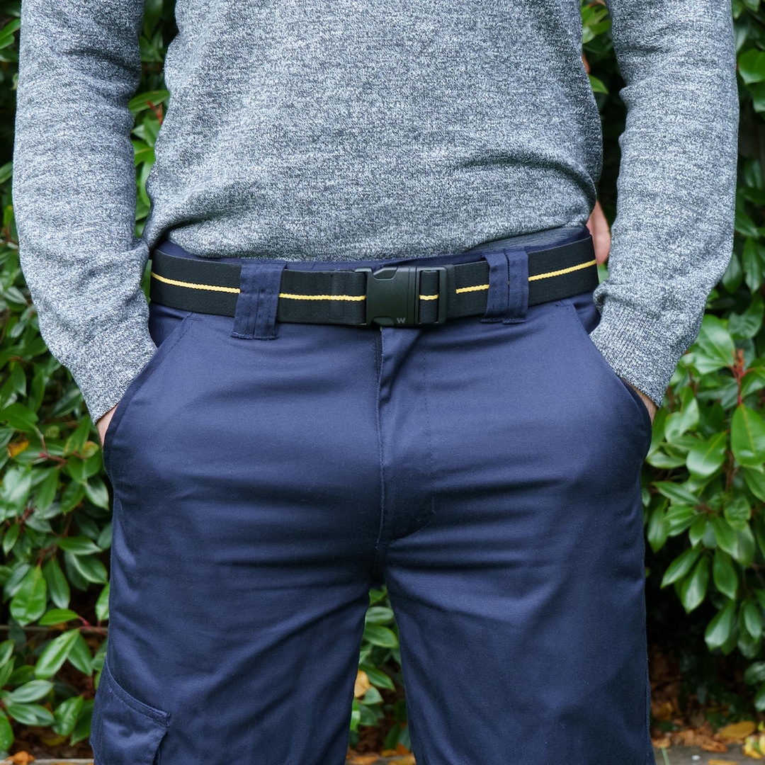 Mens Elasticated Fabric Belt – Waterproof Stretchy Travel, TSA Friendly ...
