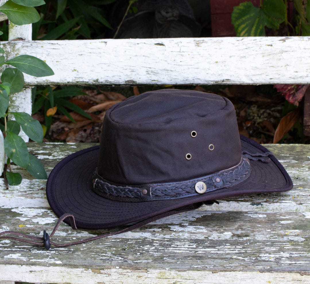 Waxed Canvas Cowboy Hat, Waterproof Foldable Outback Hat, Outdoor ...