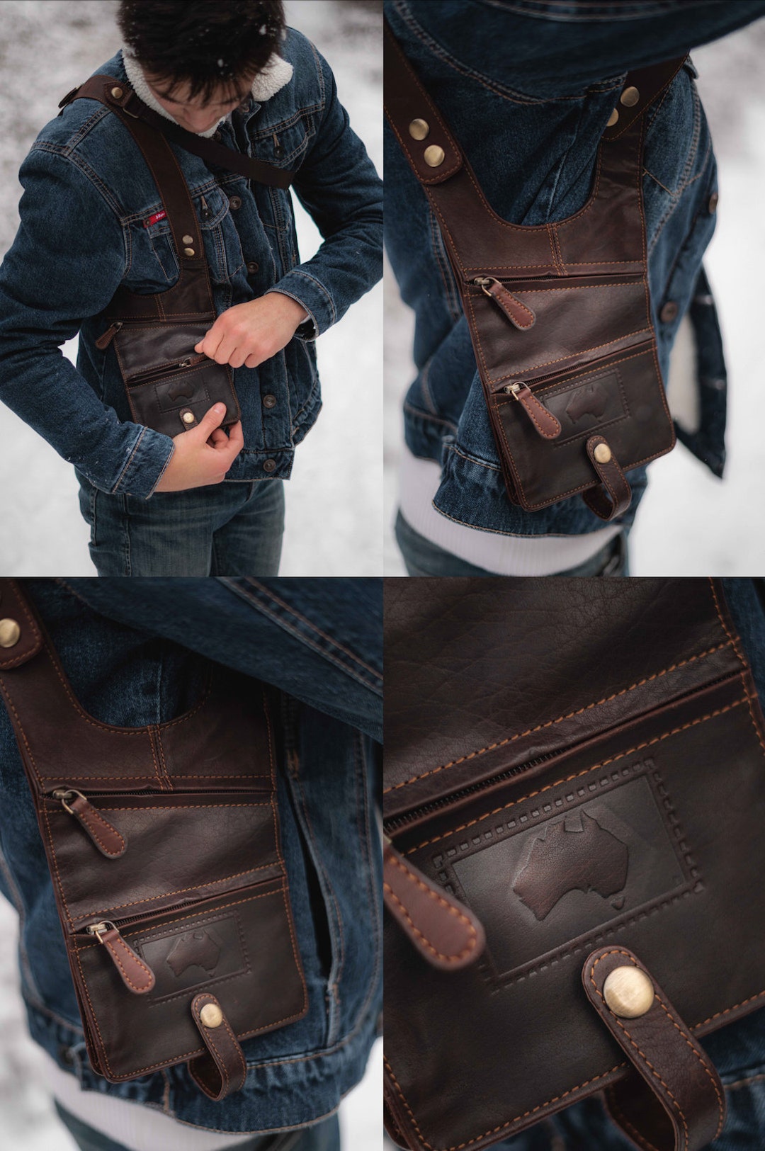 Wombat Brown Oiled Leather Shoulder Holster Wallet - Etsy