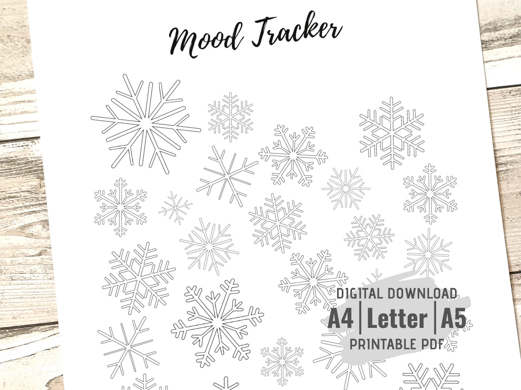 Mood Tracker Printable Page Snowflake Theme Bullet Journal | Etsy UK
