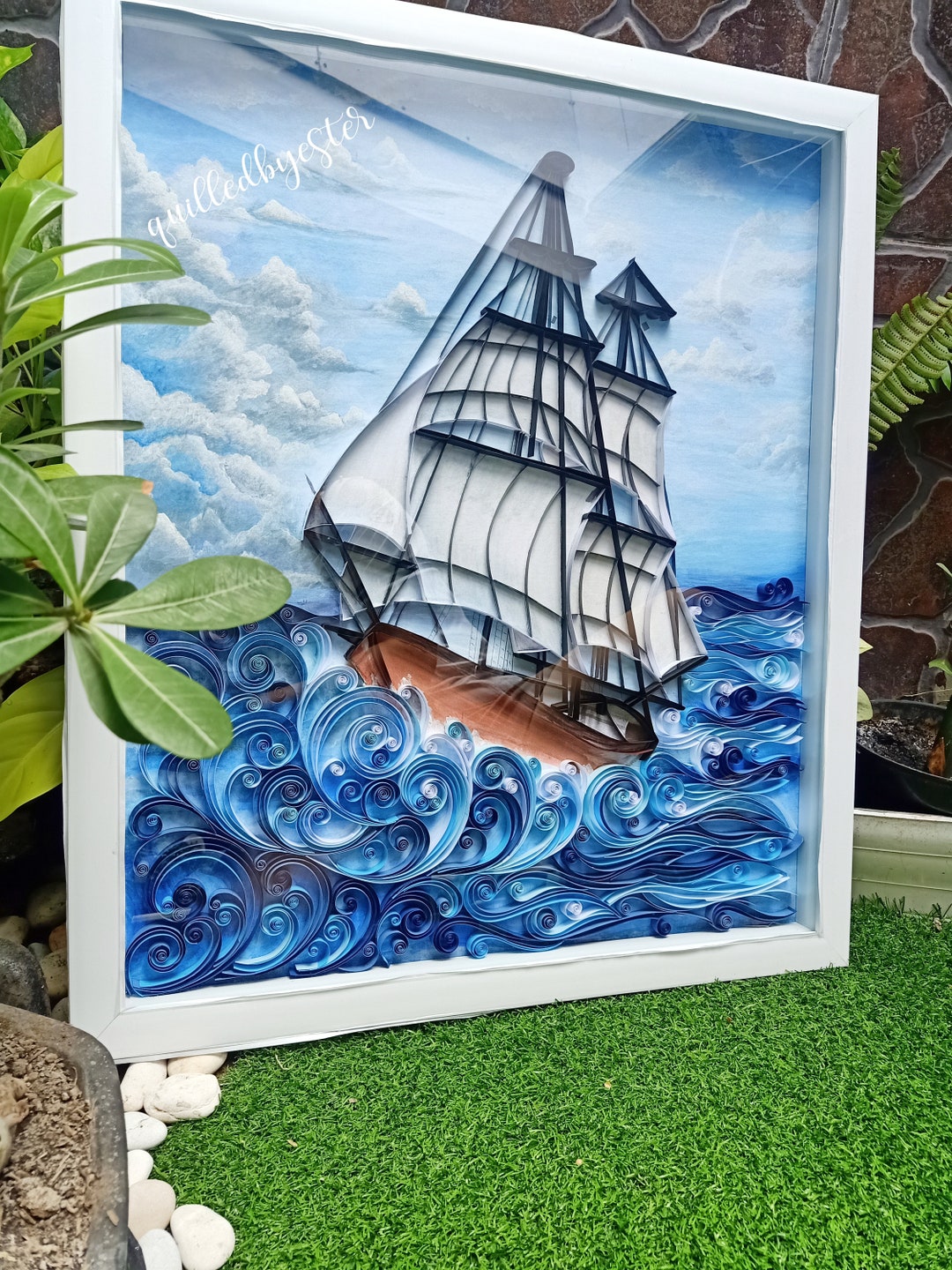 Paper Quilling Sea and Boat View - Etsy