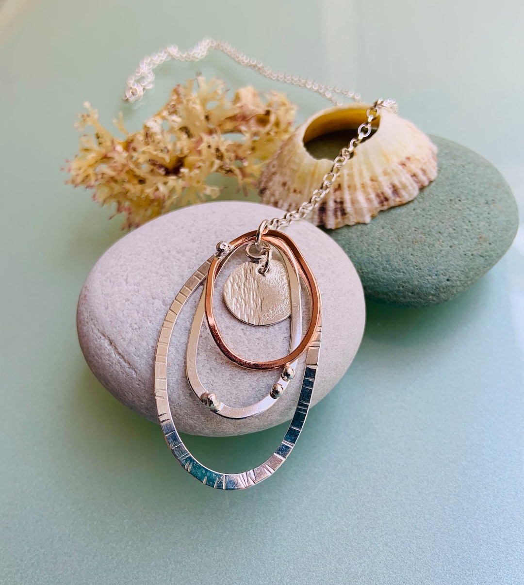 Coastal Textures Contemporary Seashore Pendant Design - Etsy