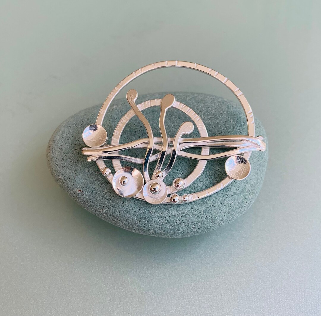 Contemporary Brooch, Handmade in Sterling Silver, ‘coastal Landscape ...