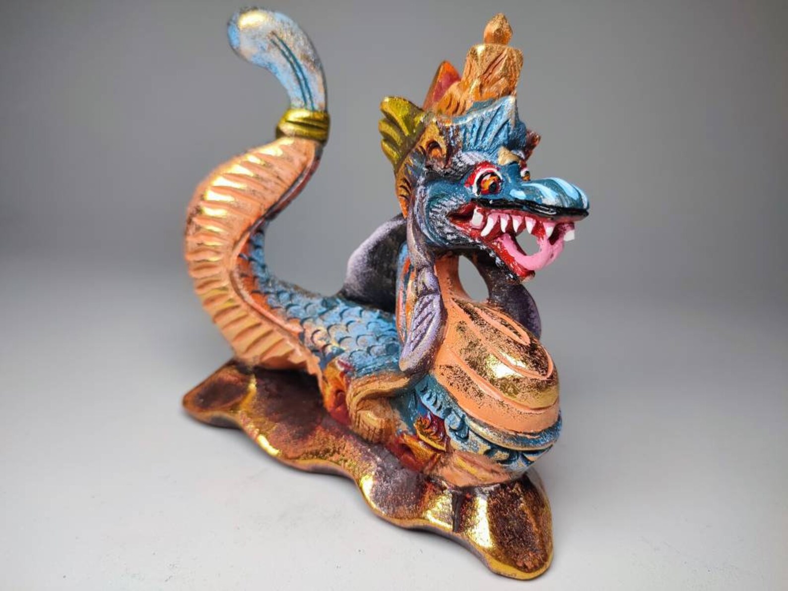 Handmade Naga Basuki, Balinese Dragon Style, Dragon Statue, Wooden ...