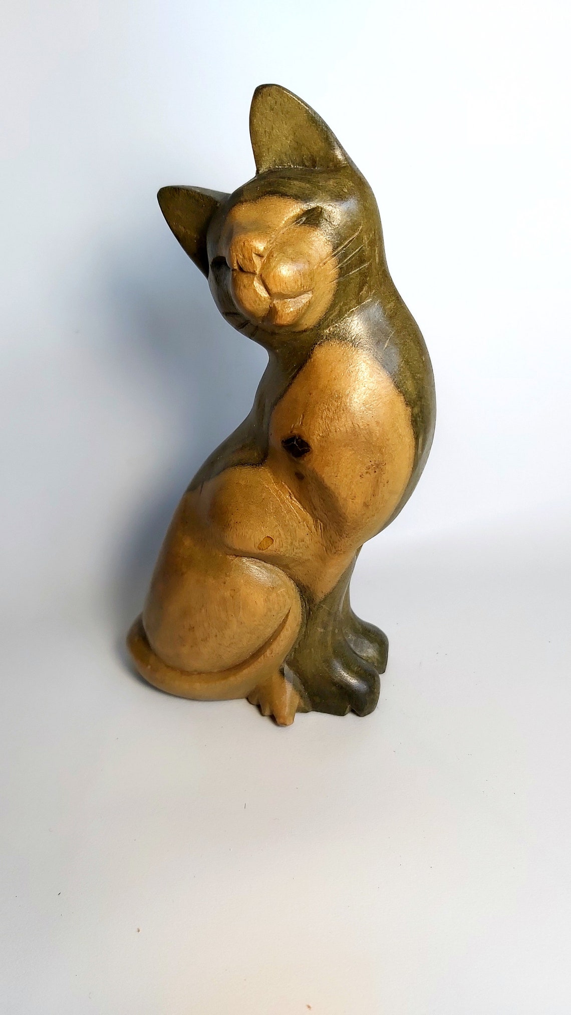 Wooden Cat Sculpture, Animal Figure, Animal Lover, Wood Carving ...