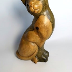 Wooden Cat Sculpture, Animal Figure, Animal Lover, Wood Carving ...