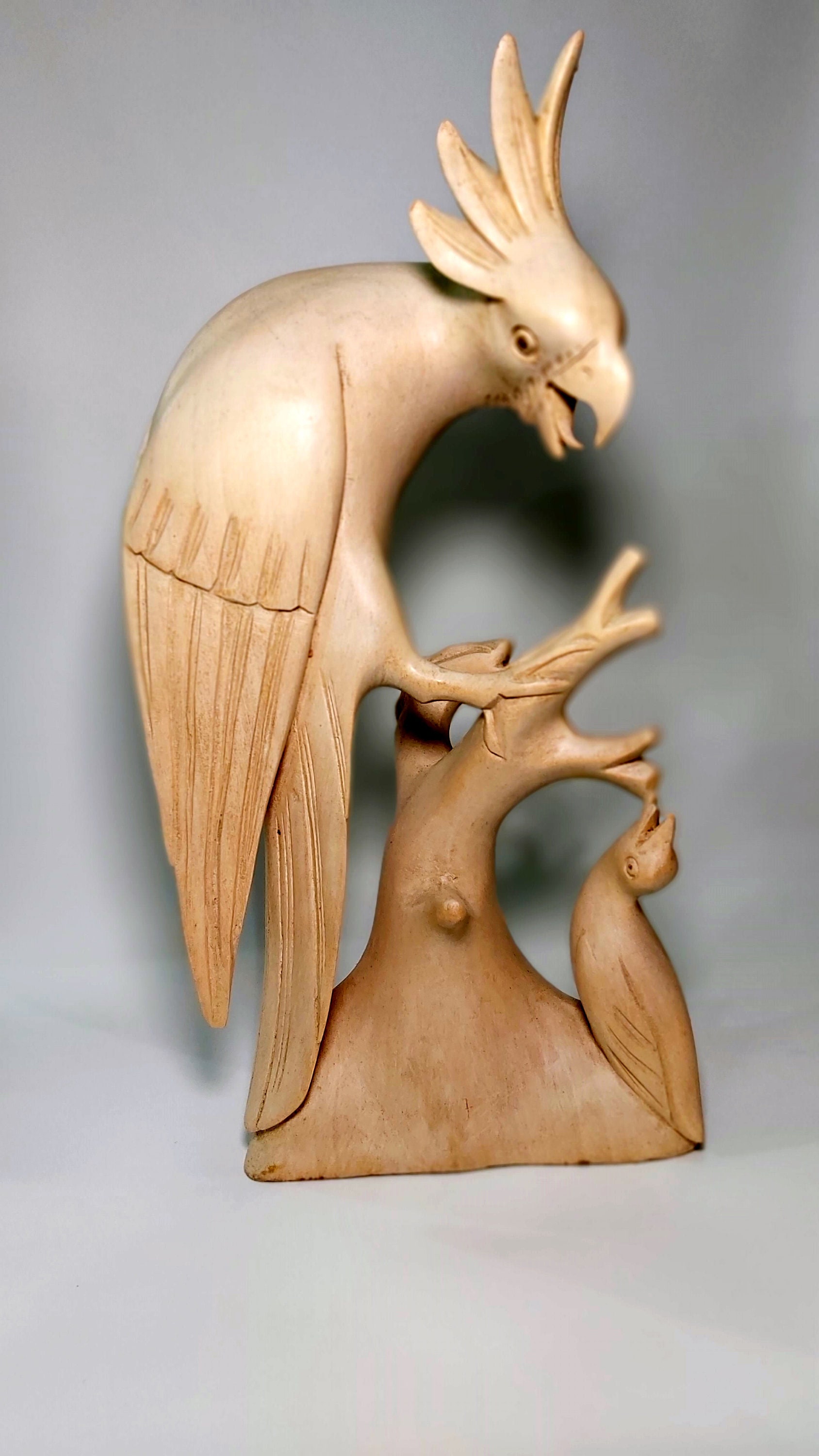 Wooden Parrot Sculpture, Parrot Statue, Handmade Statue, Animal Figure ...