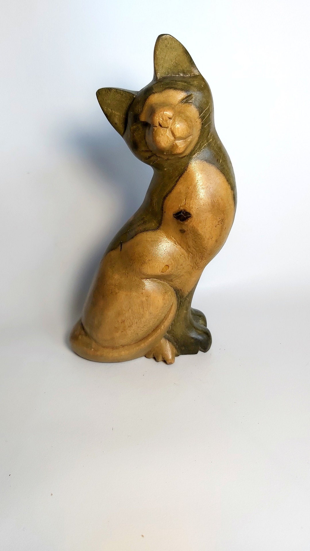 Wooden Cat Sculpture, Animal Figure, Animal Lover, Wood Carving ...