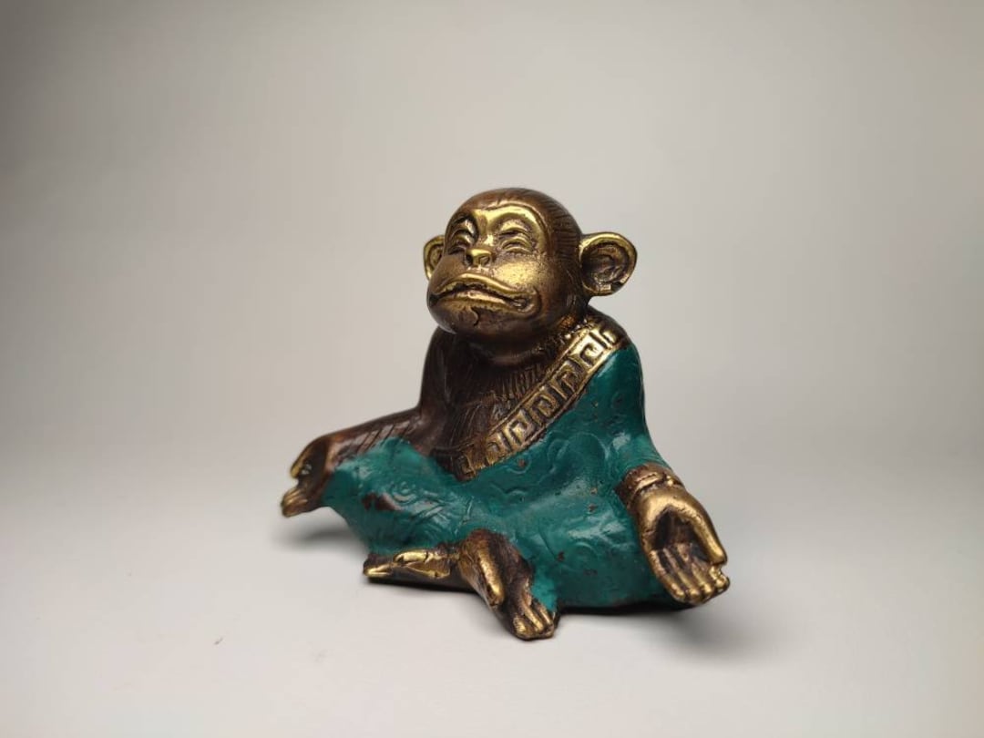 Bronze Monkey Yoga Statue, Meditating Monkey, Funny's Monkey, Animal ...