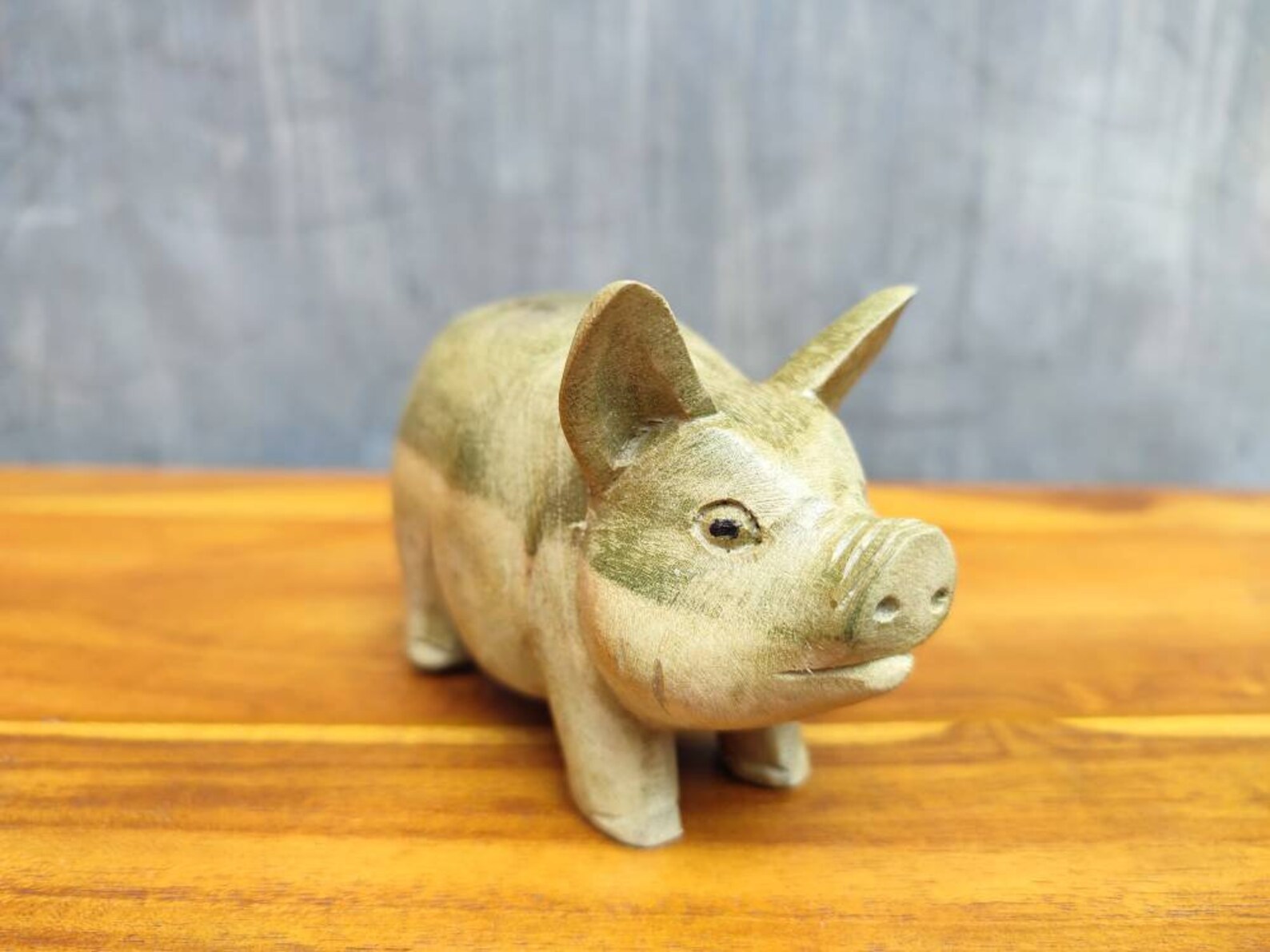 Wooden Pig Sculpture, Wood Carving, Pig Statue, Animal Figurine ...