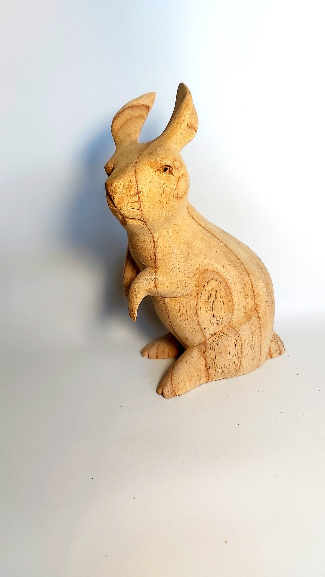 Wooden Rabbit Sculpture, Wood Carving Statue, Animal Figure, Animal ...