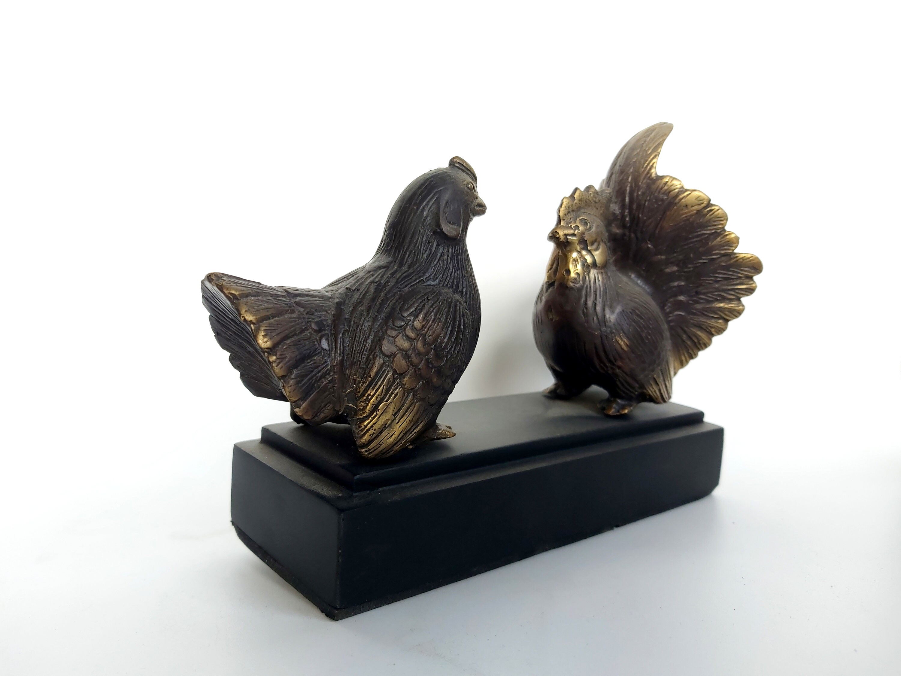 HuhnPaar Statue, Bronze Skulptur, Hahn Figur, Tierliebhaber, Wohndekor ...