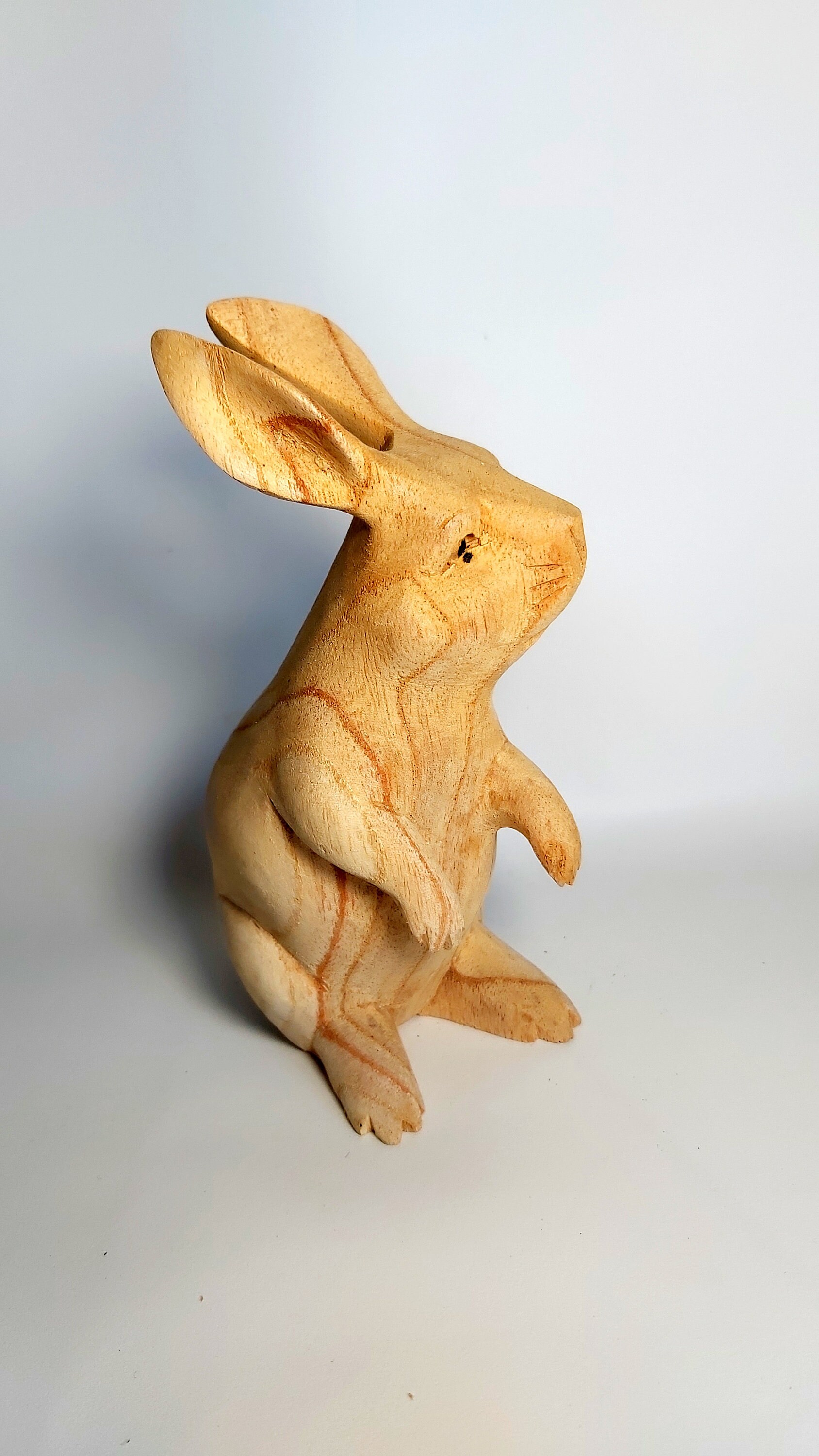 Wooden Rabbit Sculpture Wood Carving Statue Animal Figure - Etsy Australia