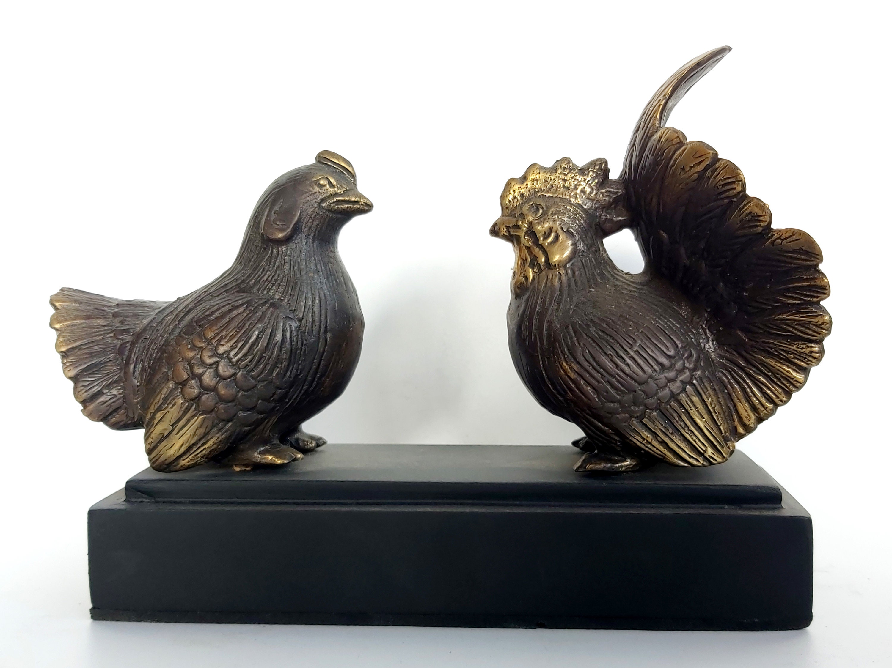 HuhnPaar Statue, Bronze Skulptur, Hahn Figur, Tierliebhaber, Wohndekor ...