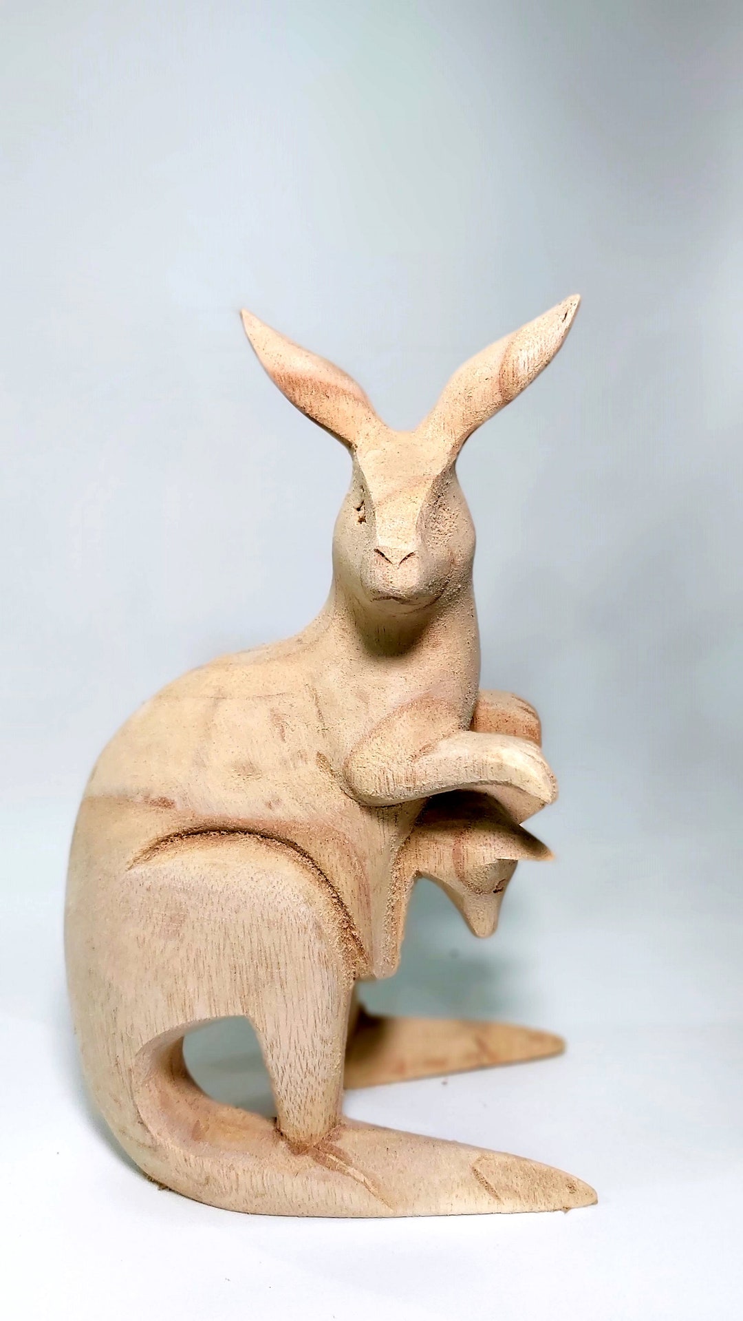 Wooden Kangaroo Sculpture, Animal Statue, Kangaroo Wood Carving ...