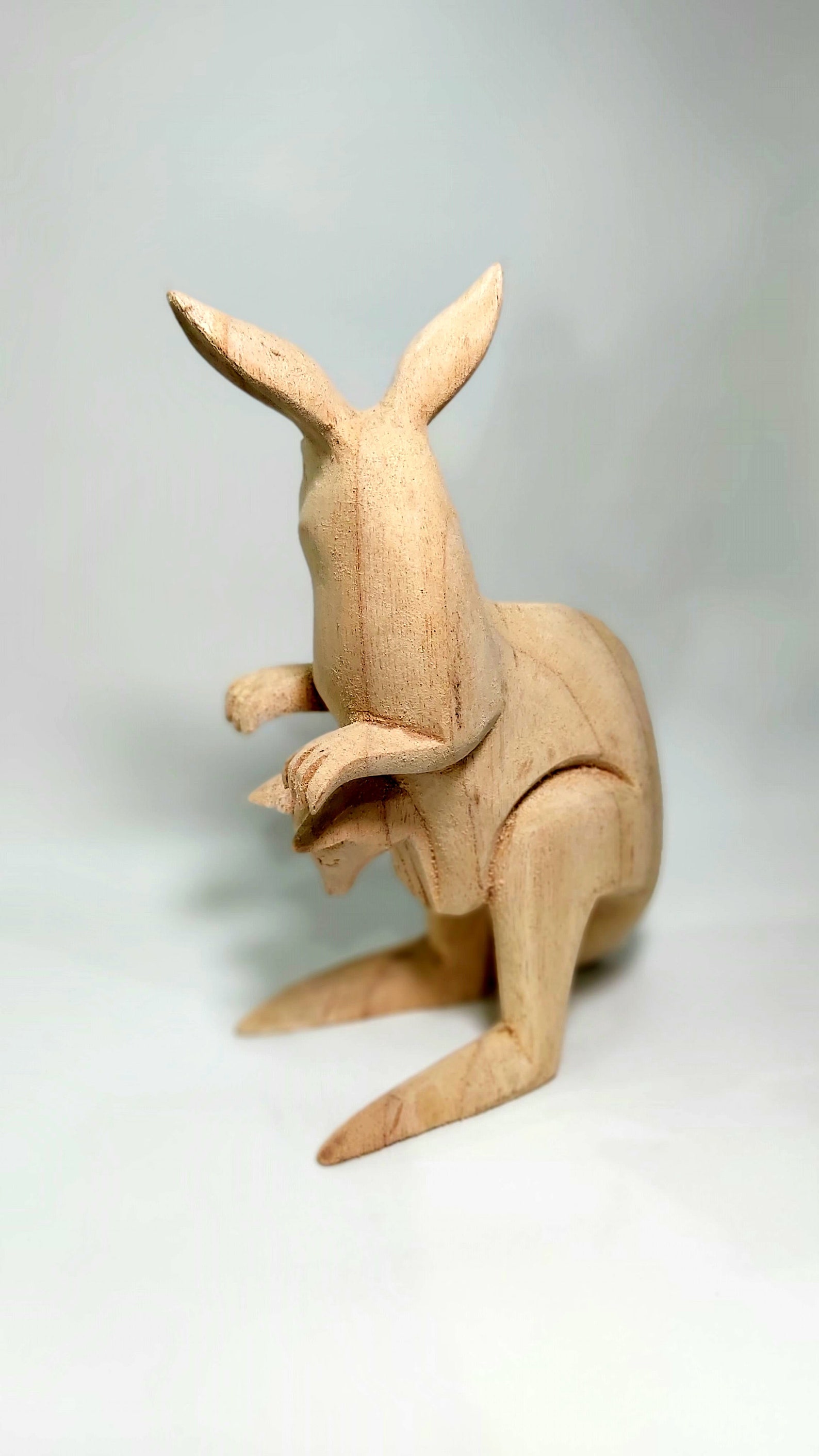 Wooden Kangaroo Sculpture, Animal Statue, Kangaroo Wood Carving ...