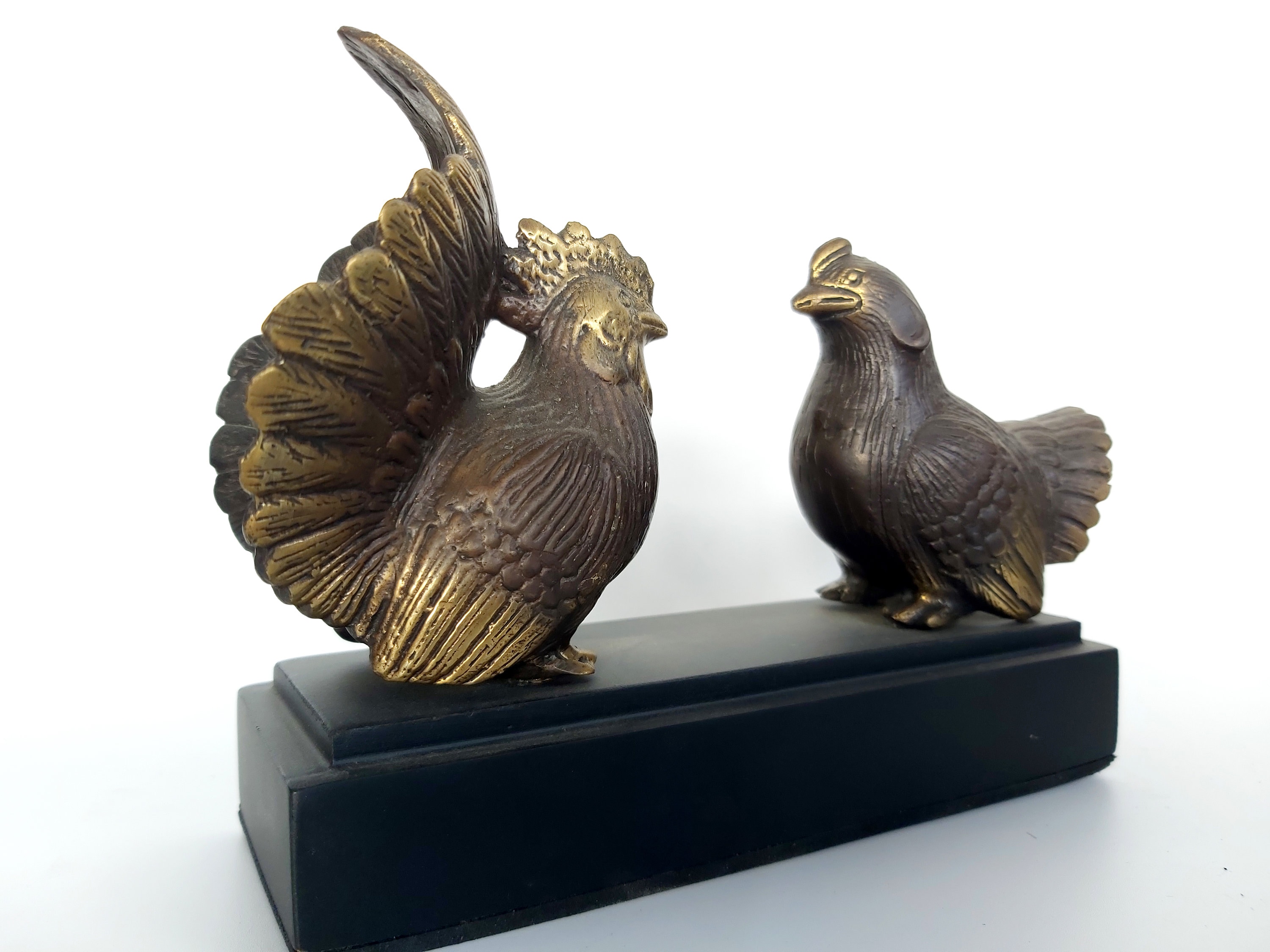 HuhnPaar Statue, Bronze Skulptur, Hahn Figur, Tierliebhaber, Wohndekor ...