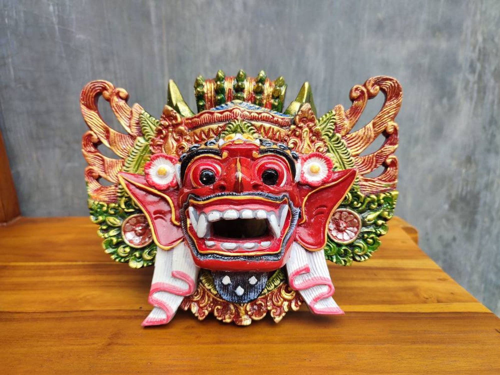 Balinese Barong Mask, Wood Carving, Handmade Barong Statue, Balinese ...