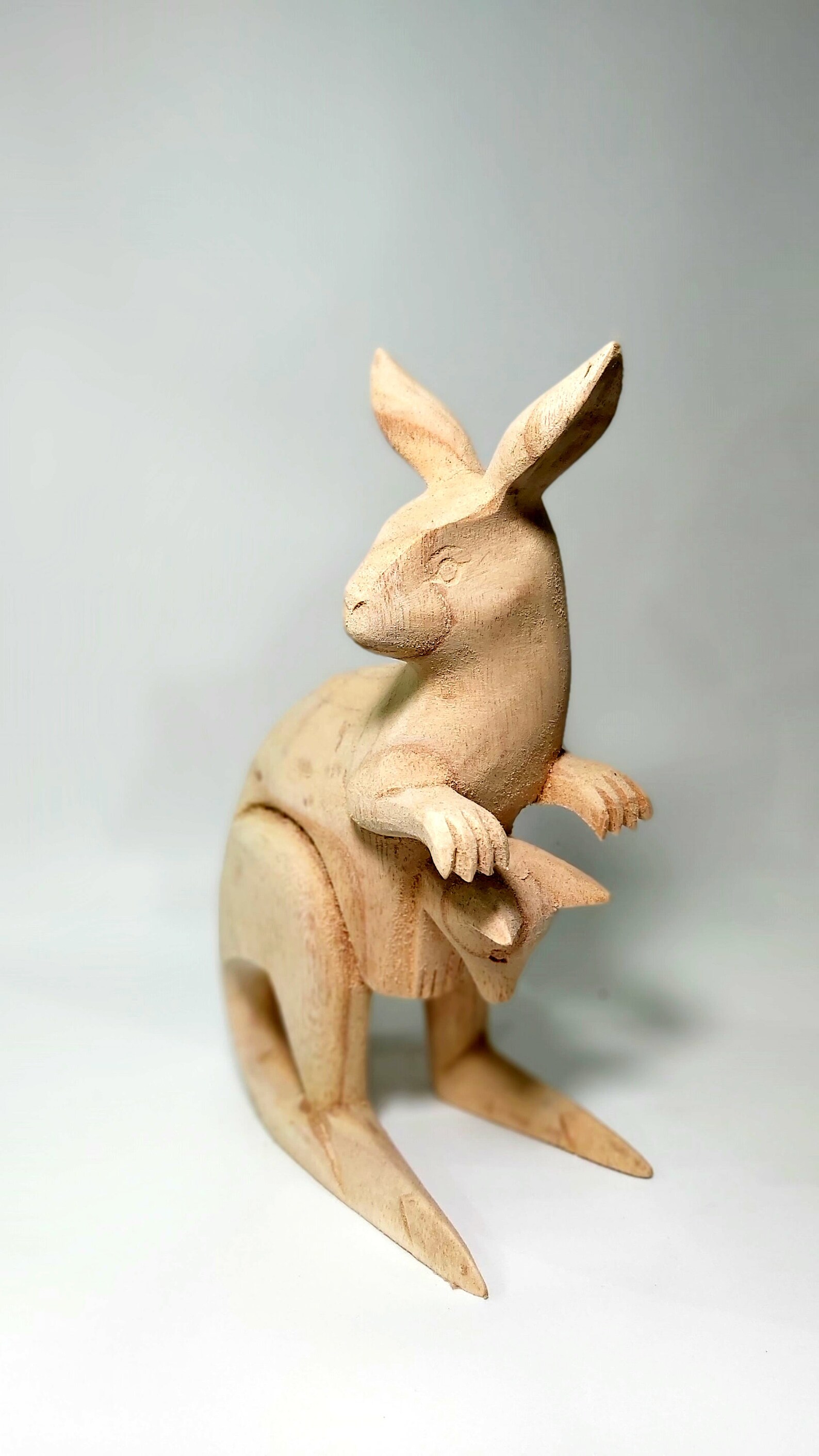 Wooden Kangaroo Sculpture, Animal Statue, Kangaroo Wood Carving ...