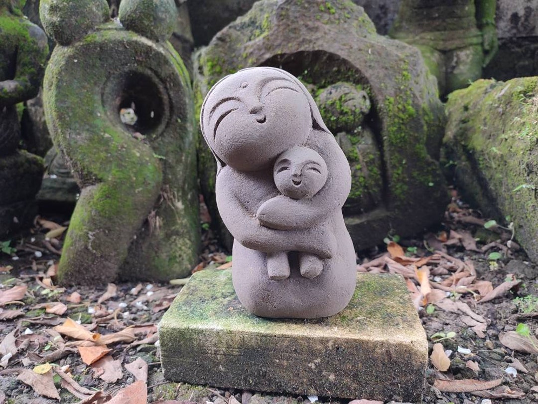Jizo Buddha With Baby, Jizo Stone, 7.8 Inch, Jizo Buddha Statue ...
