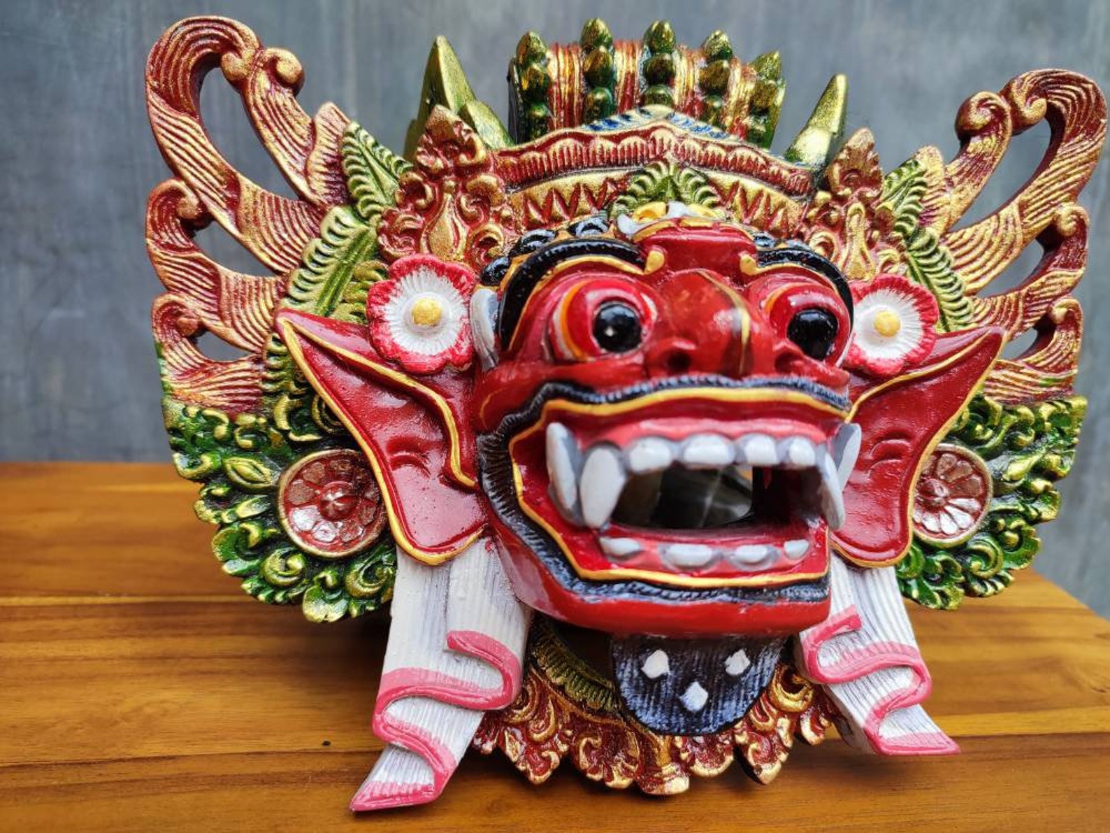 Balinese Barong Mask, Wood Carving, Handmade Barong Statue, Balinese ...