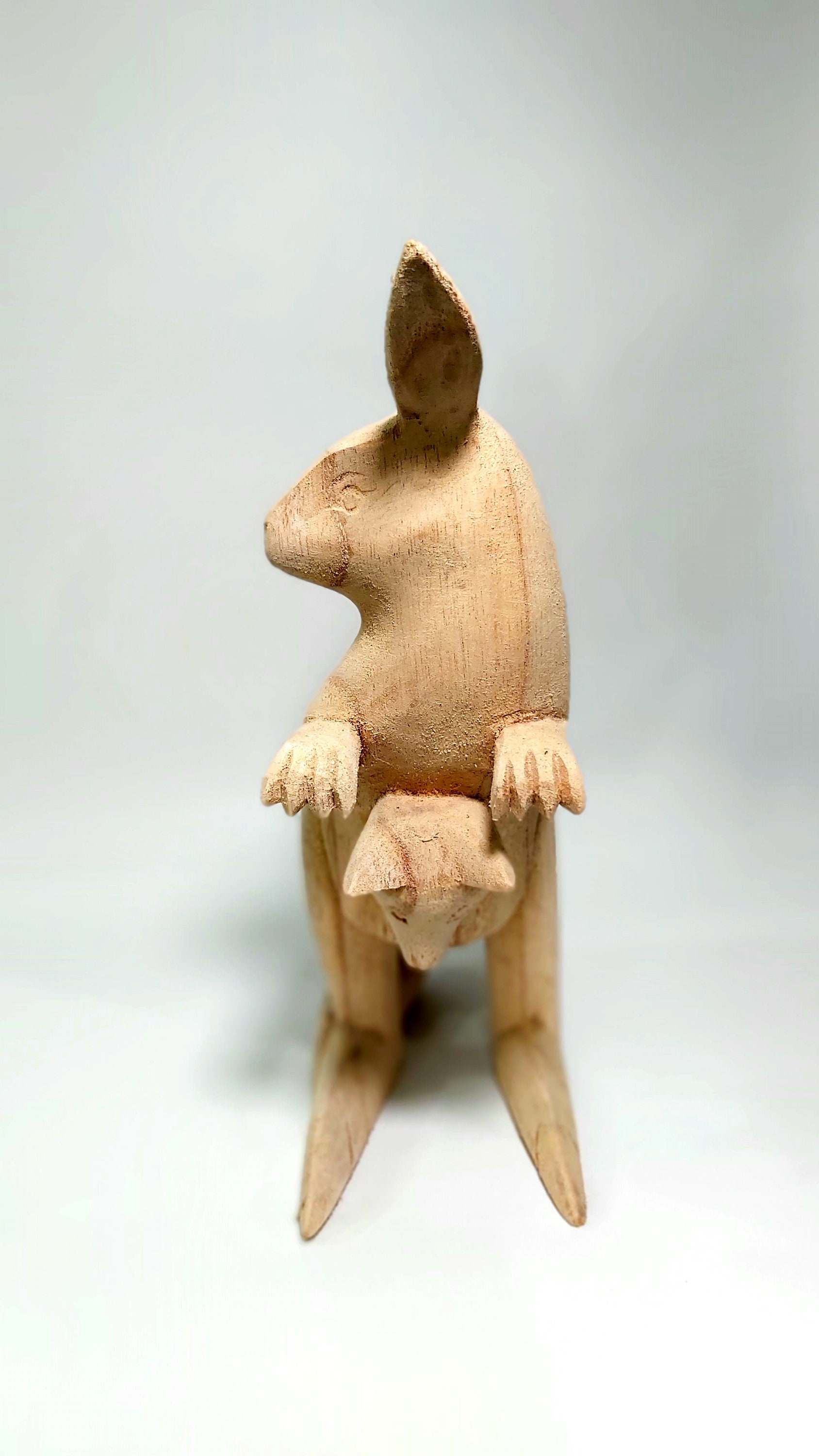 Wooden Kangaroo Sculpture, Animal Statue, Kangaroo Wood Carving ...