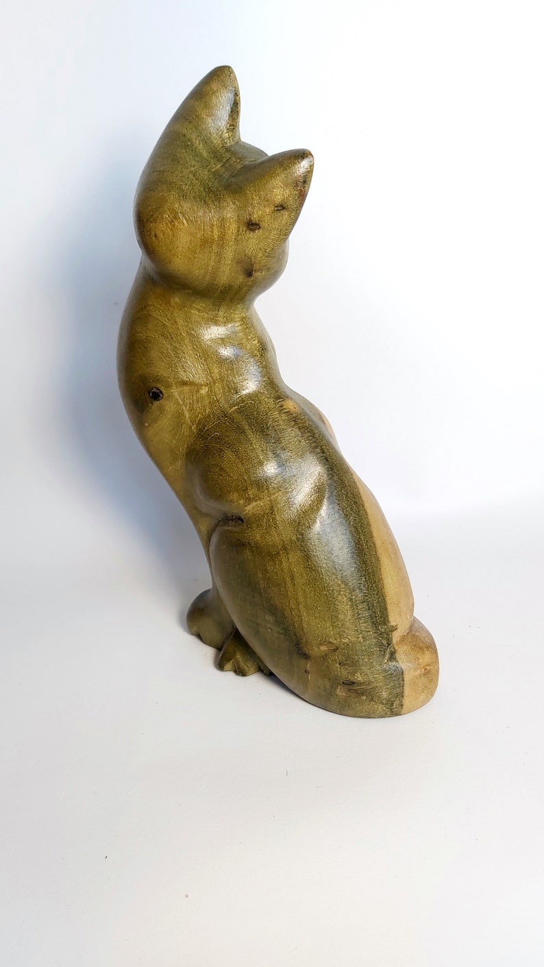Wooden Cat Sculpture, Animal Figure, Animal Lover, Wood Carving ...