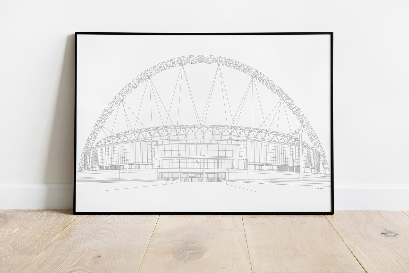 Wembley Stadium, London, UK, Line Art Drawing, Sports Stadium, Landmark ...