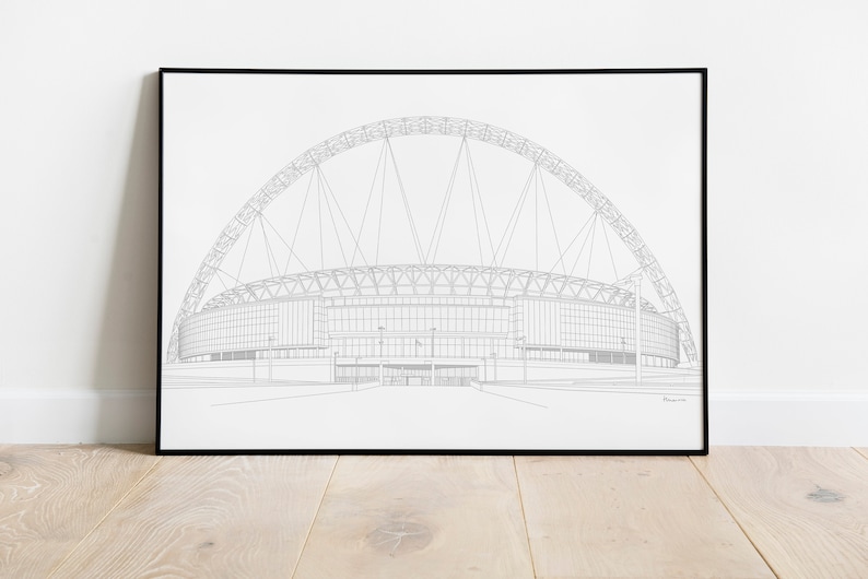 Wembley Stadium, London, UK, Line Art Drawing, Sports Stadium, Landmark ...