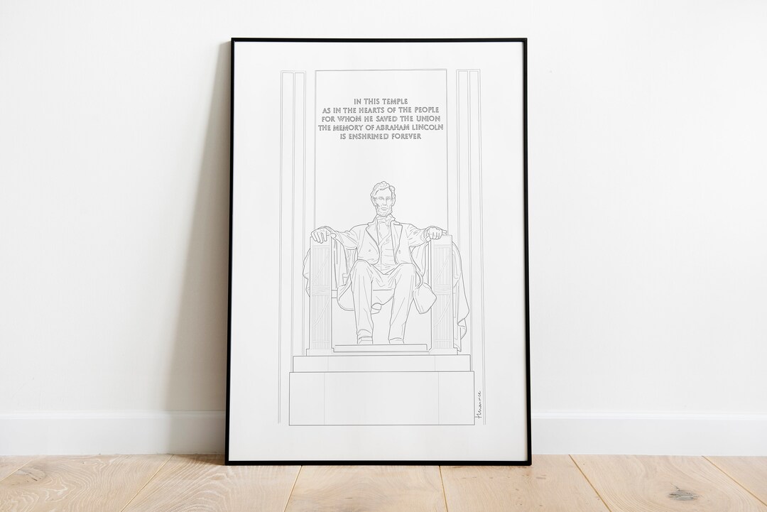 Lincoln Memorial, Washington DC, Line Art Drawing, Landmark, Home and ...