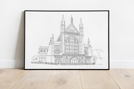 Winchester Cathedral Line Art Drawing Art Print Home and - Etsy