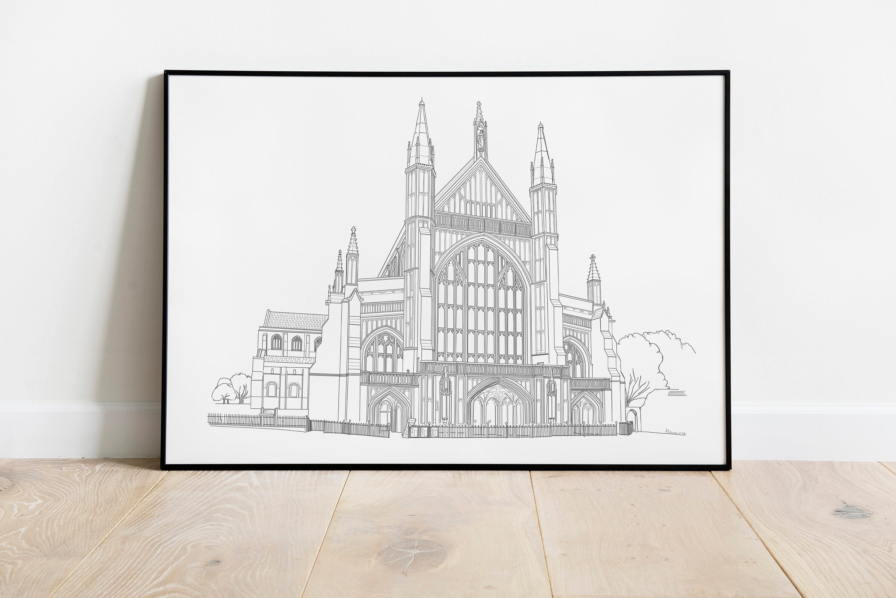 Winchester Cathedral, Line Art Drawing, Art Print, Home and Travel ...