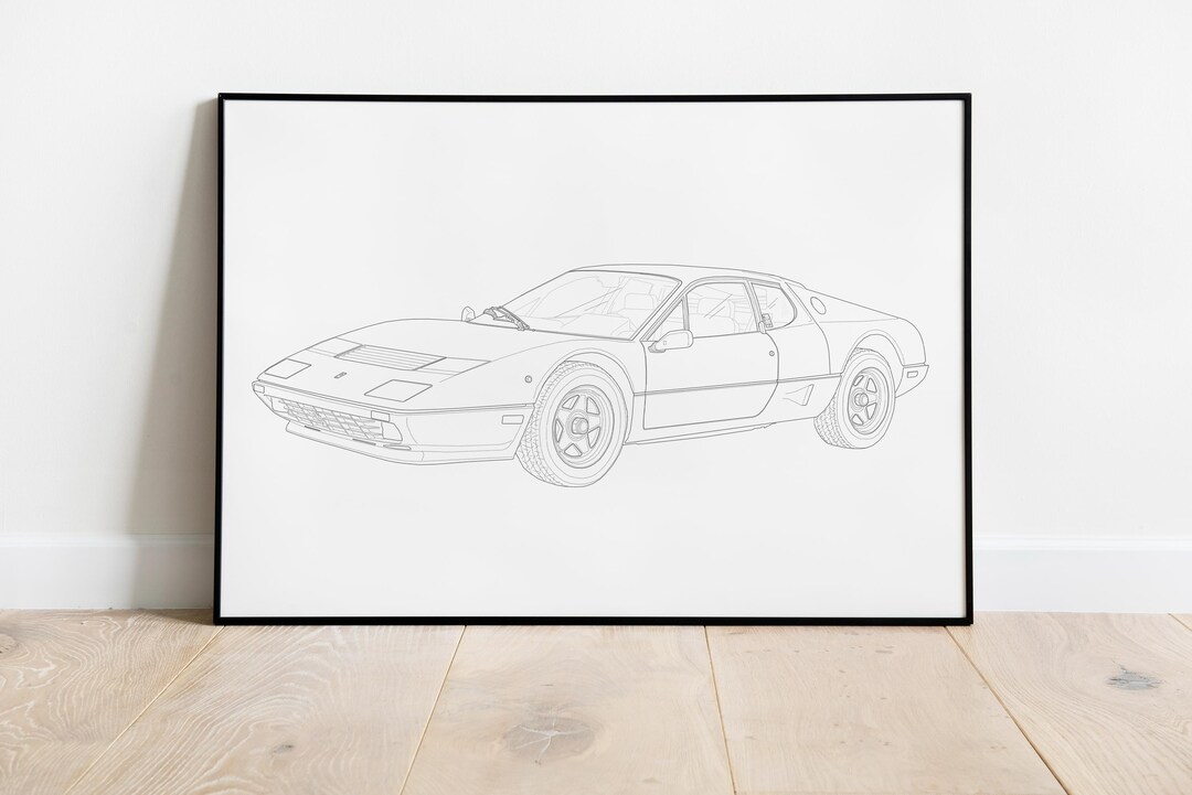 1983 Ferrari 512, Car, Line Art Drawing, Transport, Classic Car, Home ...