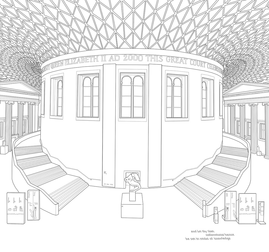British Museum, London, Line Art Drawing, Landmark, Home and Travel ...