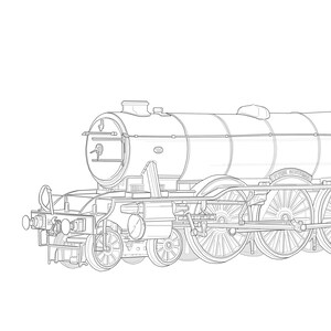 Flying Scotsman, Steam Train, UK, Line Art Drawing, Trains and ...