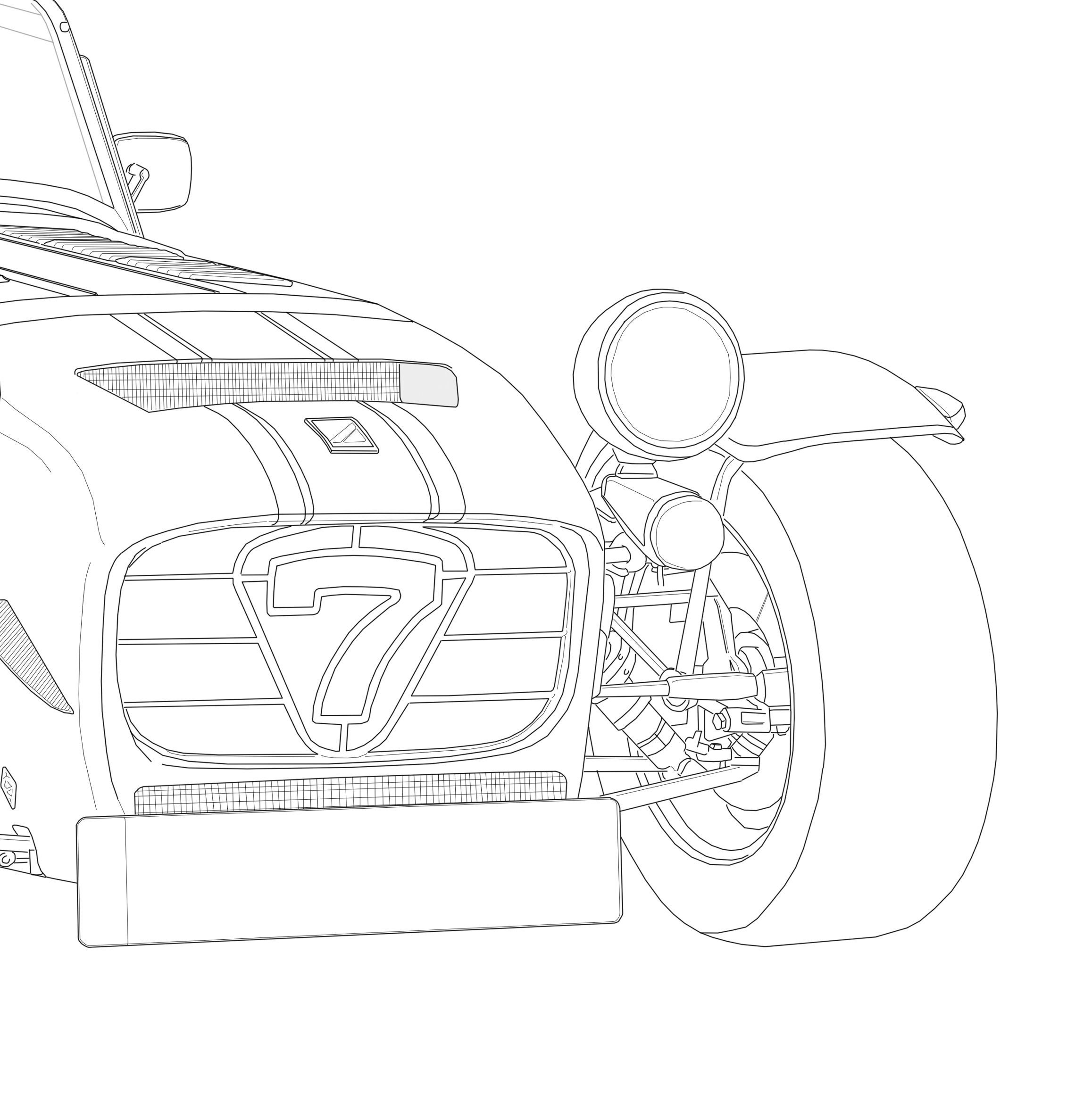 Caterham 7 Front Side View Car Line Art Drawing Transport - Etsy