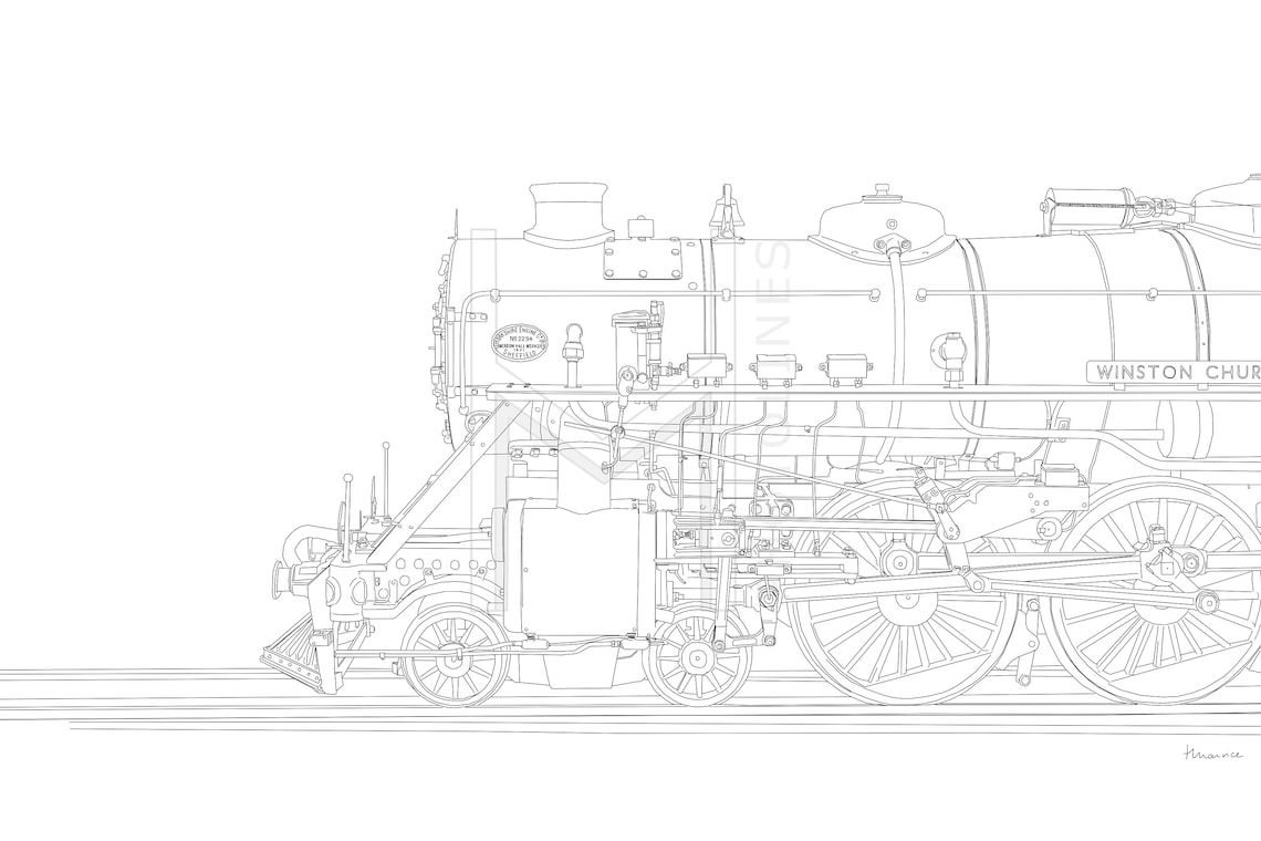 Steam Train, RHDR, UK, Travel Line Art Drawing, Digital Download ...