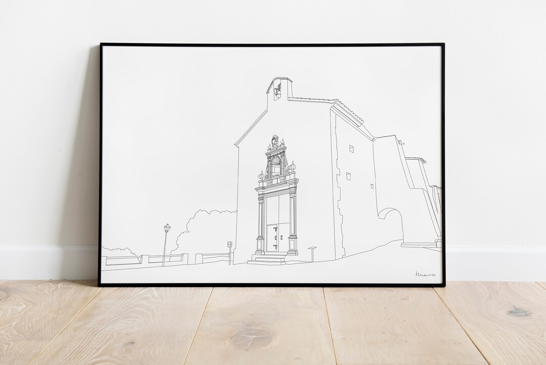 Alcossebre, Spain, Line Art Drawing, Church, Landmark, Home and Travel ...
