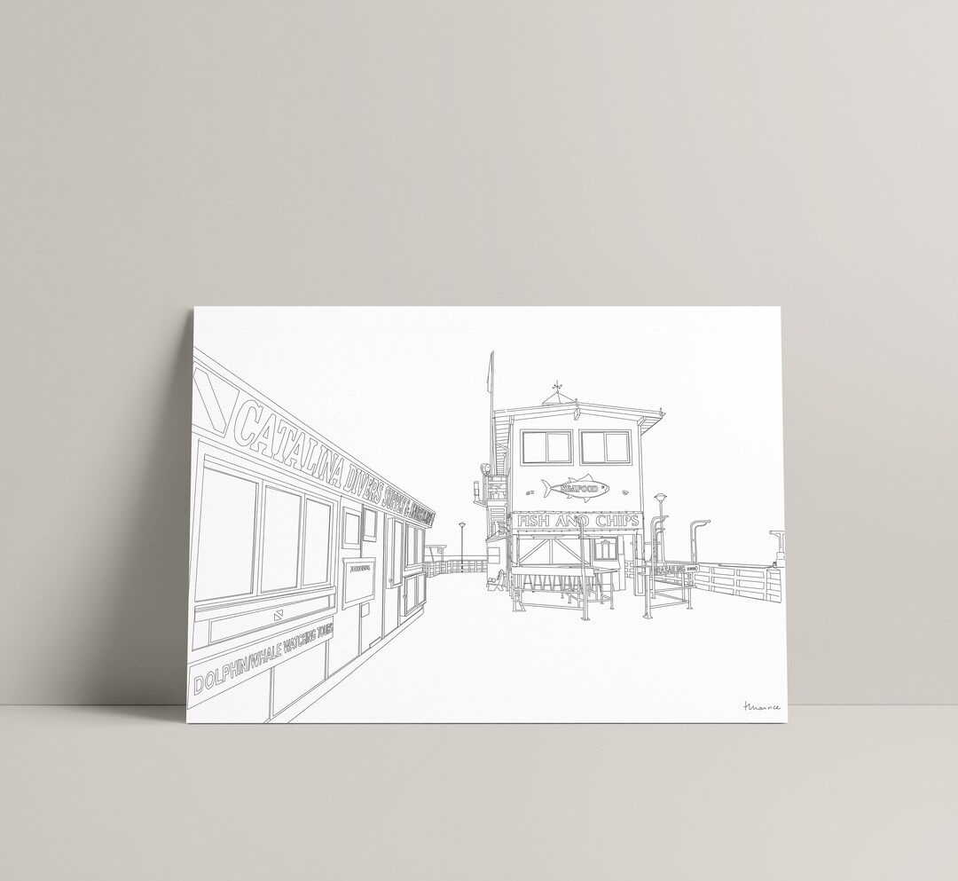 Catalina, America, Travel Line Art Drawing, Digital Download, Home ...