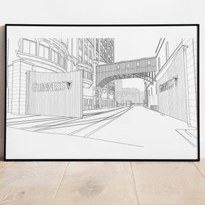 Guinness Factory, Dublin, Line Art Drawing, City Scene, Landmark, Home ...