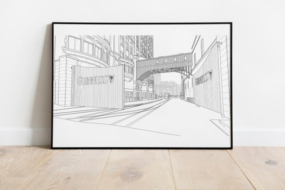 Guinness Factory Dublin Line Art Drawing City Scene | Etsy