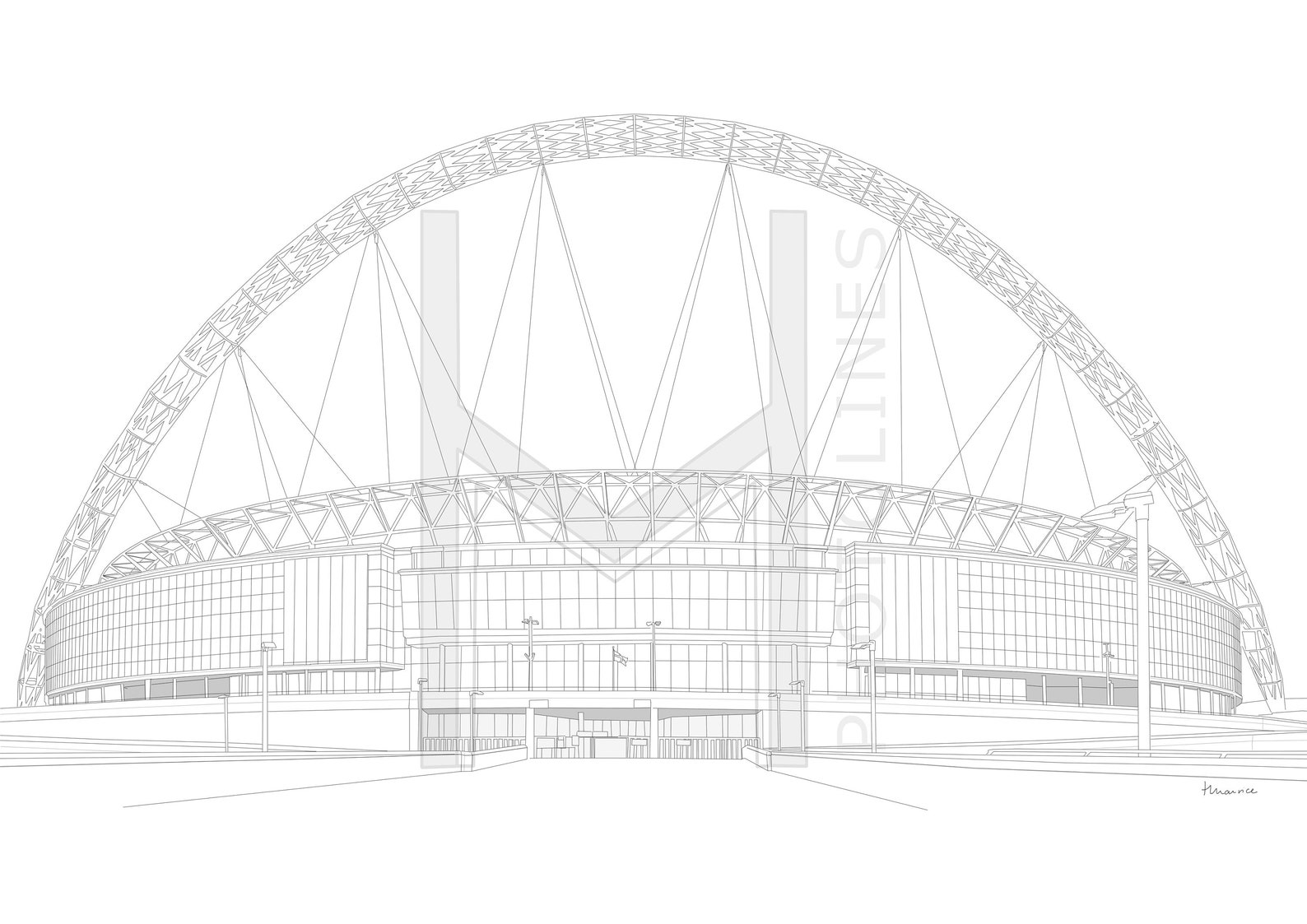 Wembley Stadium, London, Line Art, Line Drawing, Digital Download ...