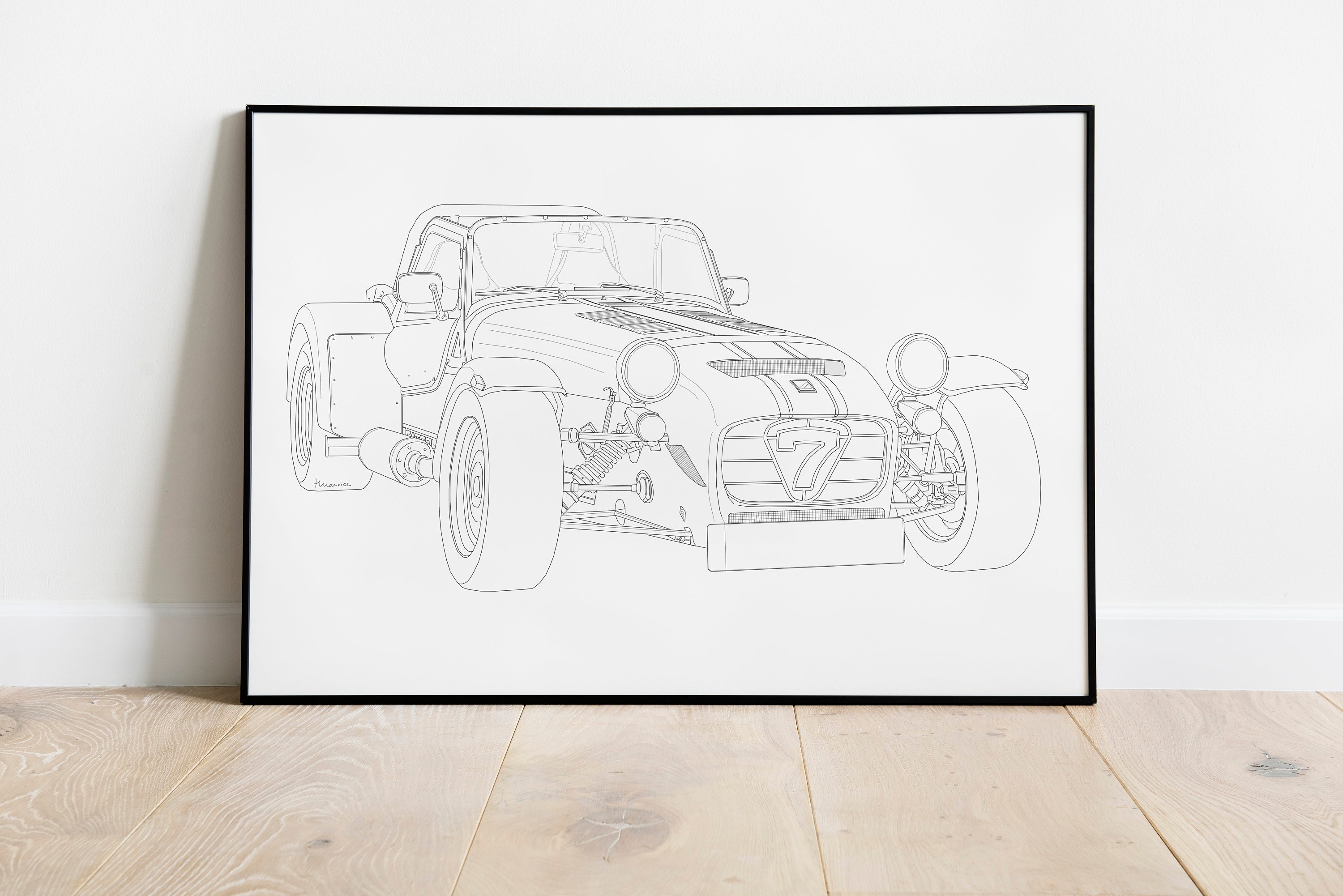 Caterham 7, Front Side, Car, Line Art Drawing, Transport, Classic Car ...