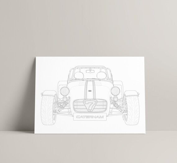 Caterham 7 Car Line Art Drawing Transport Classic Car - Etsy